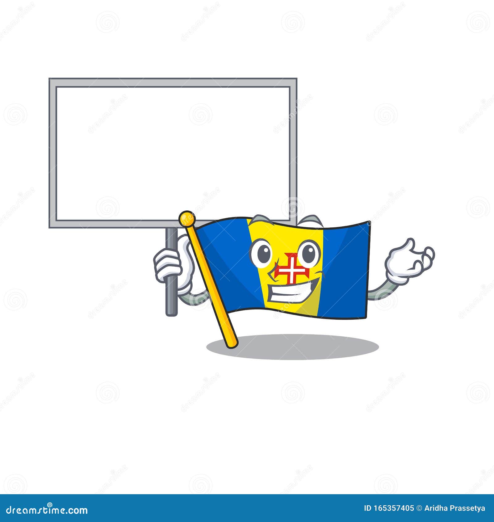 Smiling Flag Madeira Cute Cartoon Style Bring Board Stock Vector ...