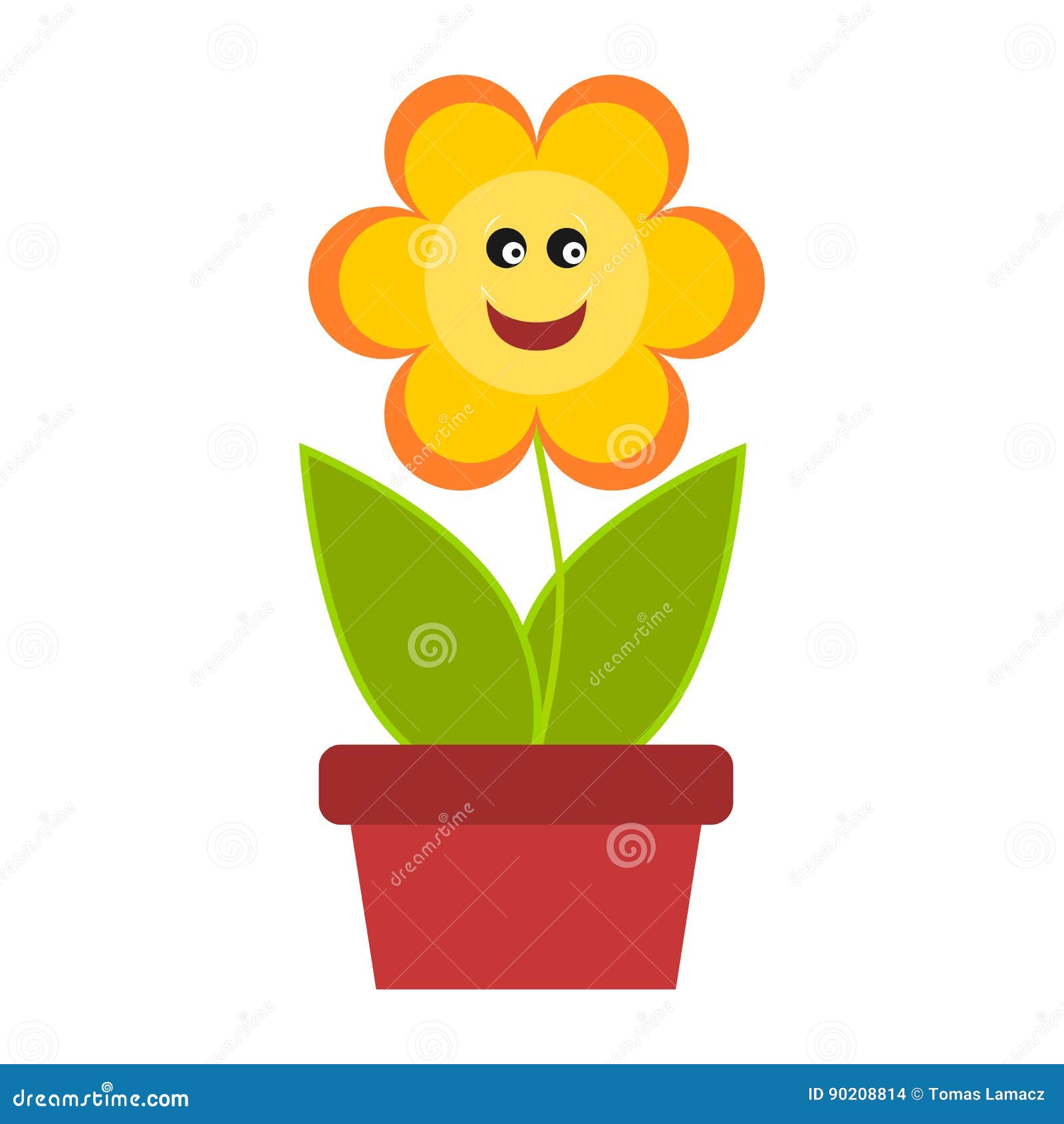 Smiling Flower in a Flowerpot Stock Vector - Illustration of bloom ...