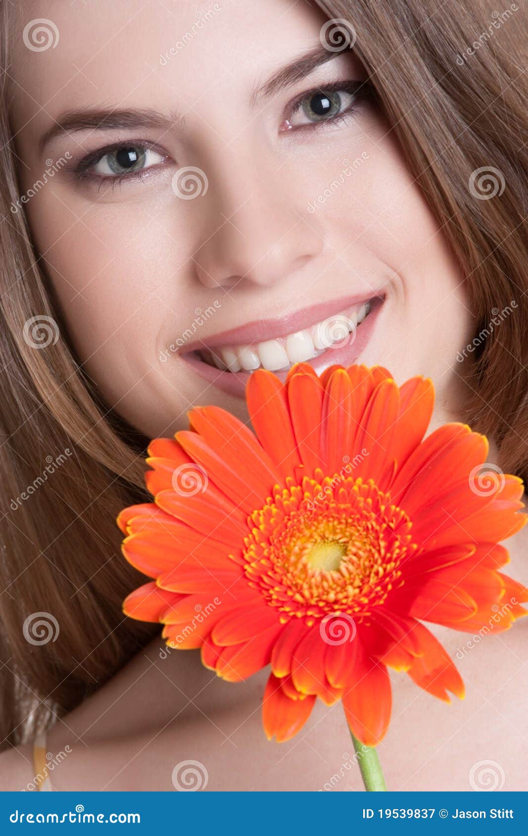 Smiling Flower Woman stock image. Image of face, girls - 19539837