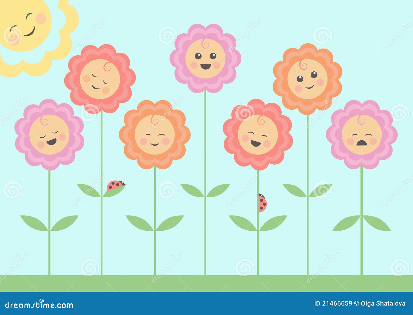 Smiling flowers stock vector. Illustration of birthday - 21466659