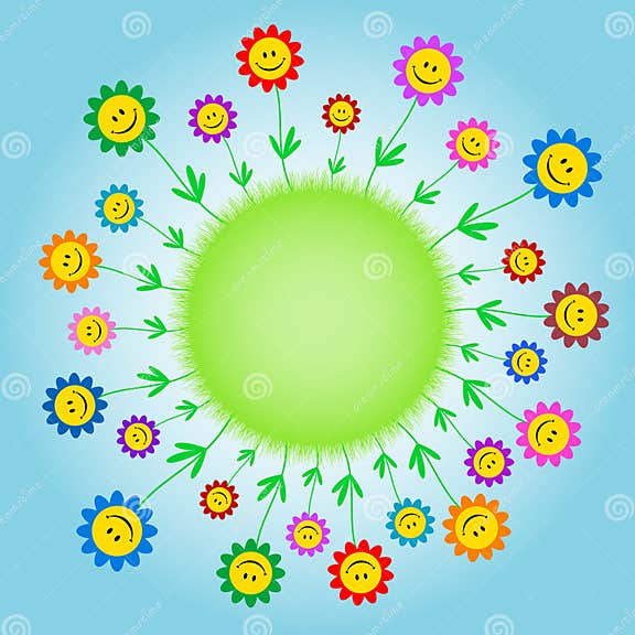 Smiling flowers stock vector. Illustration of nature, landscape - 6476454