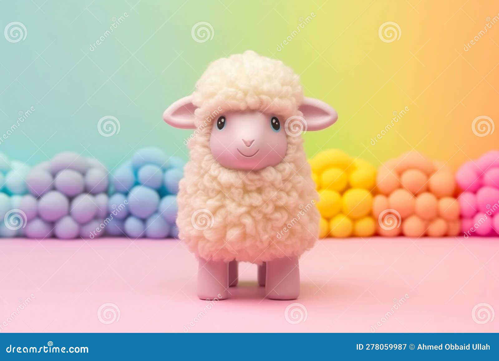 Smiling Fluffy Rainbow Sheep For Kids. Generative Ai Stock Image ...