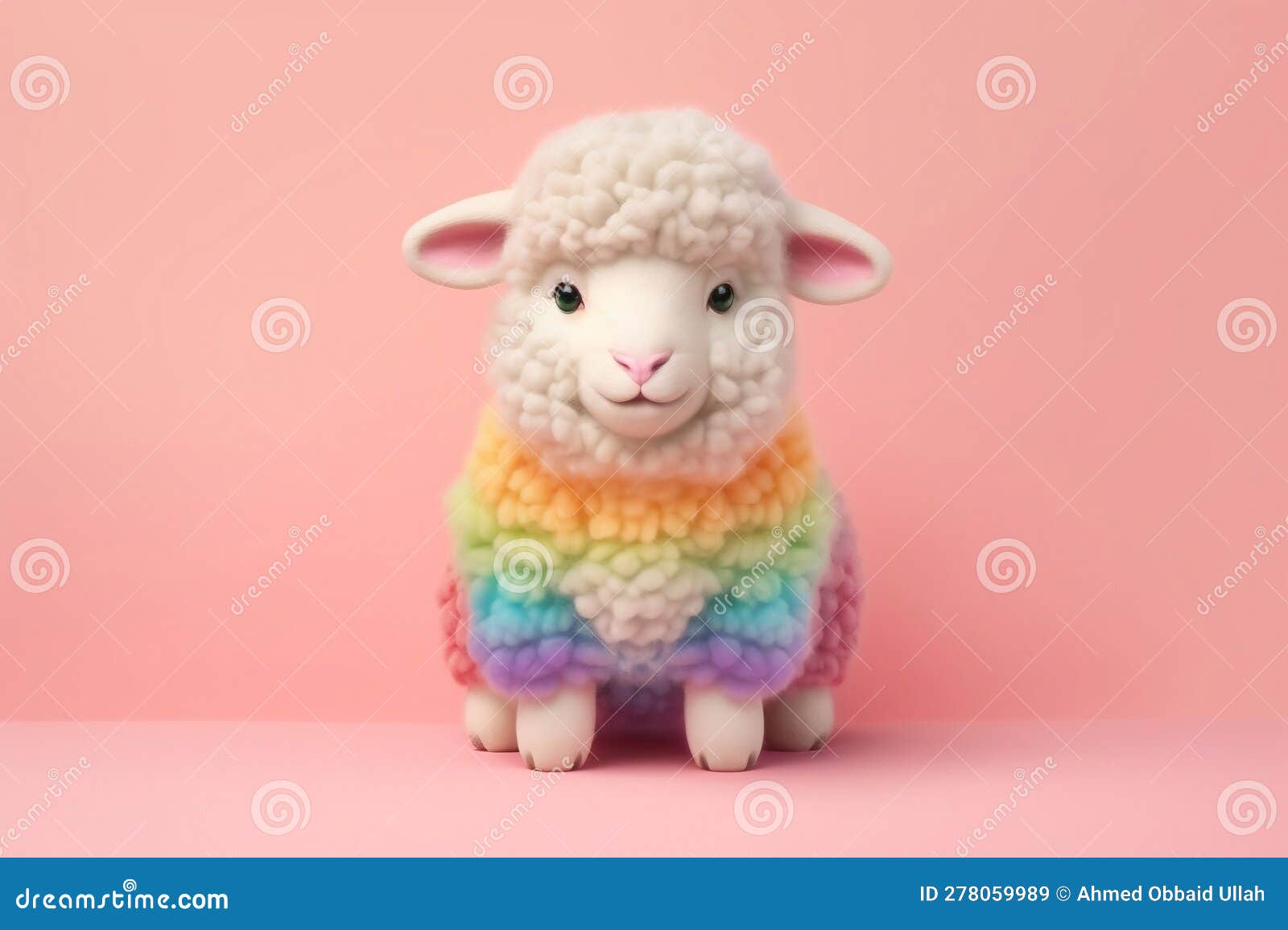 Smiling Fluffy Rainbow Sheep For Kids. Generative Ai Royalty-Free Stock ...