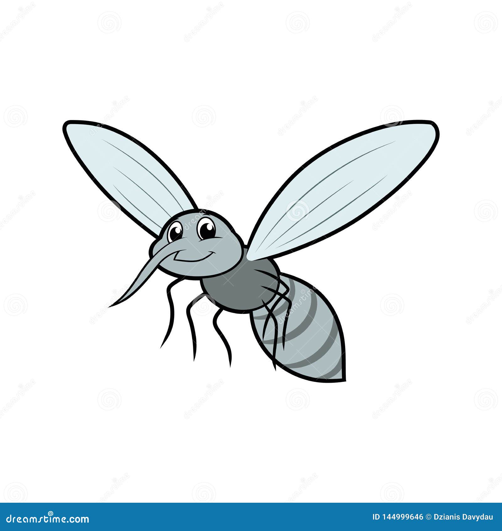 Smiling flying mosquito stock vector. Illustration of gnat - 144999646