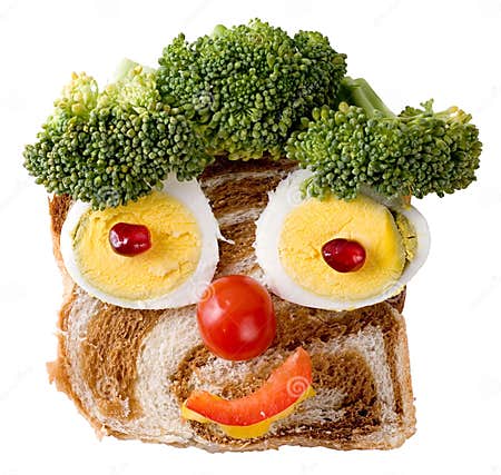 Smiling food face stock photo. Image of broccoli, nose - 2328740
