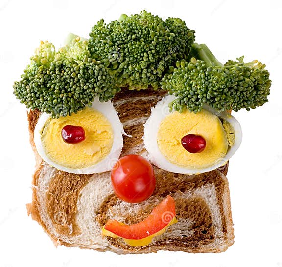 Smiling food face stock photo. Image of broccoli, nose - 2328740