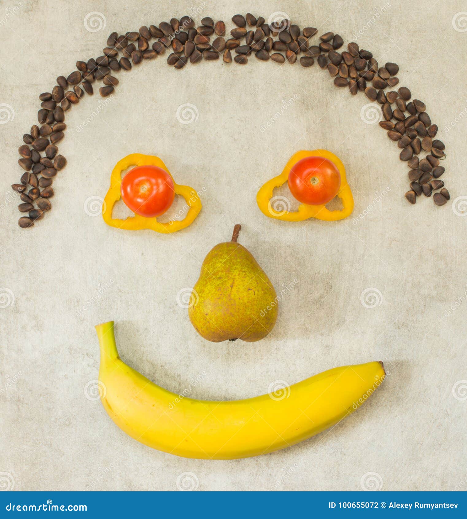 Smiling food face stock photo. Image of traits, objects - 100655072