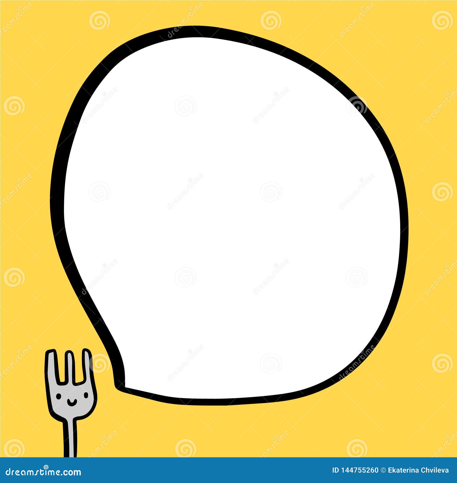 Smiling Fork Hand Drawn Illustration with Speech Bubble Hand Drawn ...