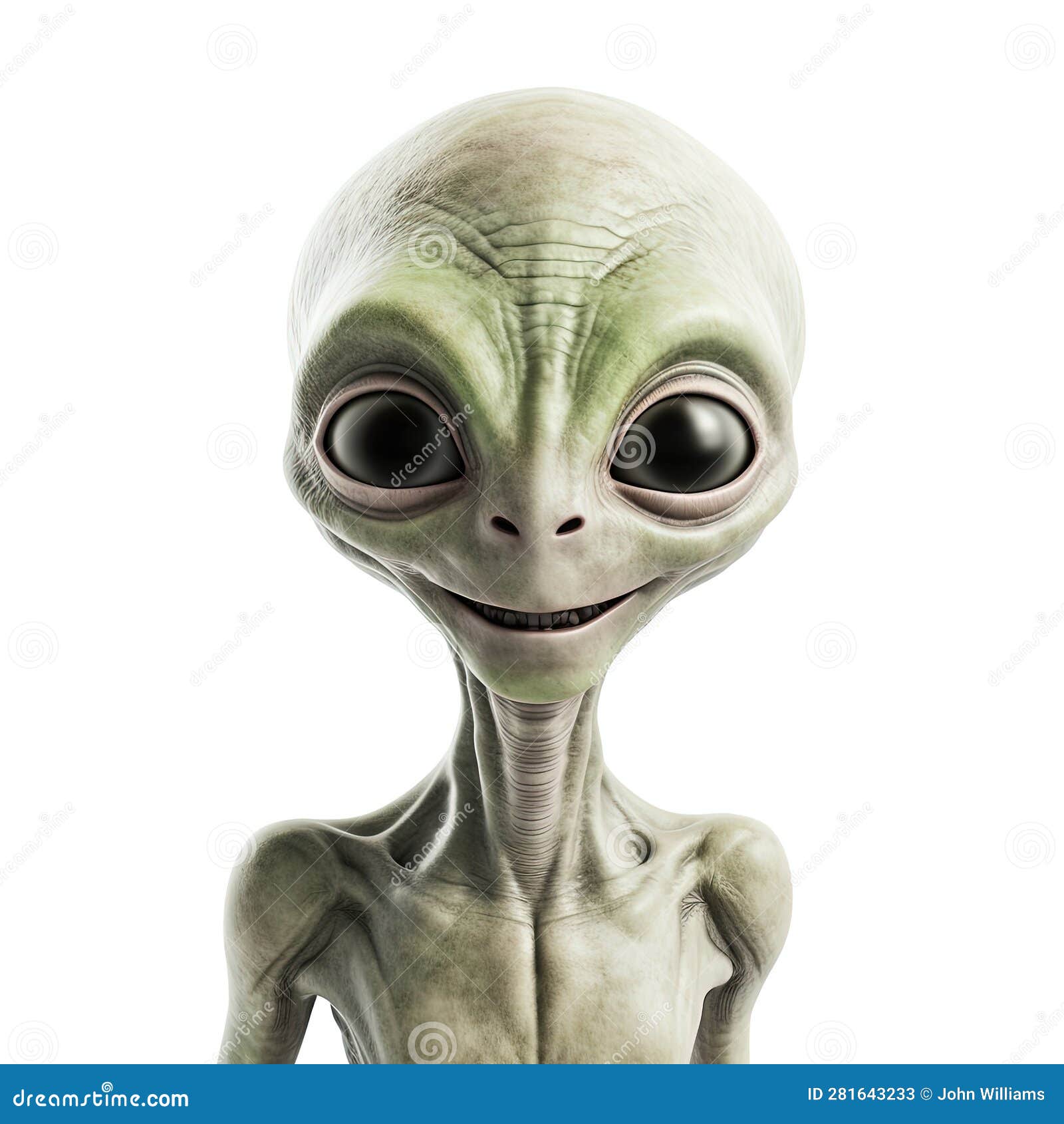 Smiling Friendly Alien on White Background Stock Illustration ...
