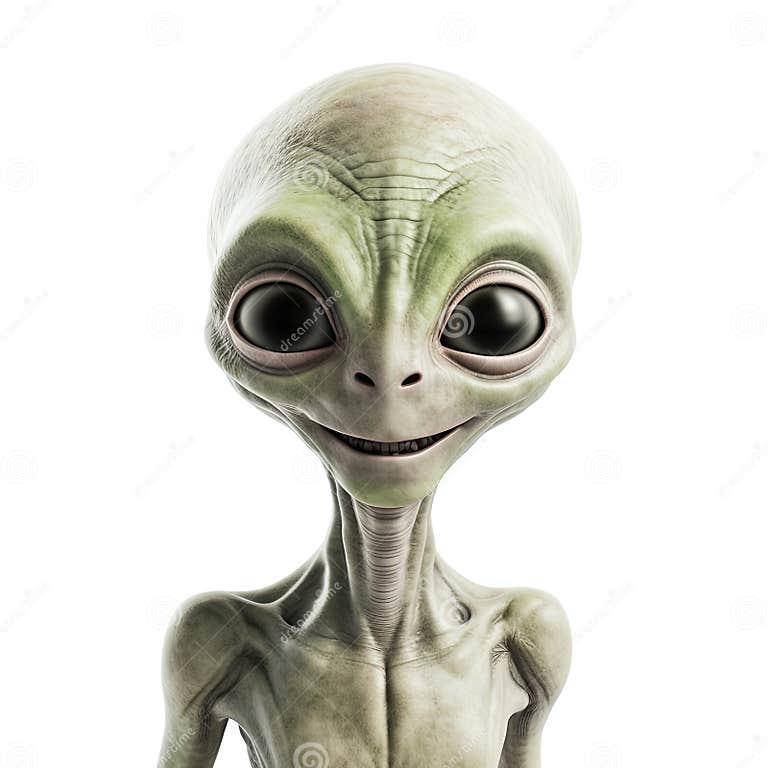 Smiling Friendly Alien on White Background Stock Illustration ...