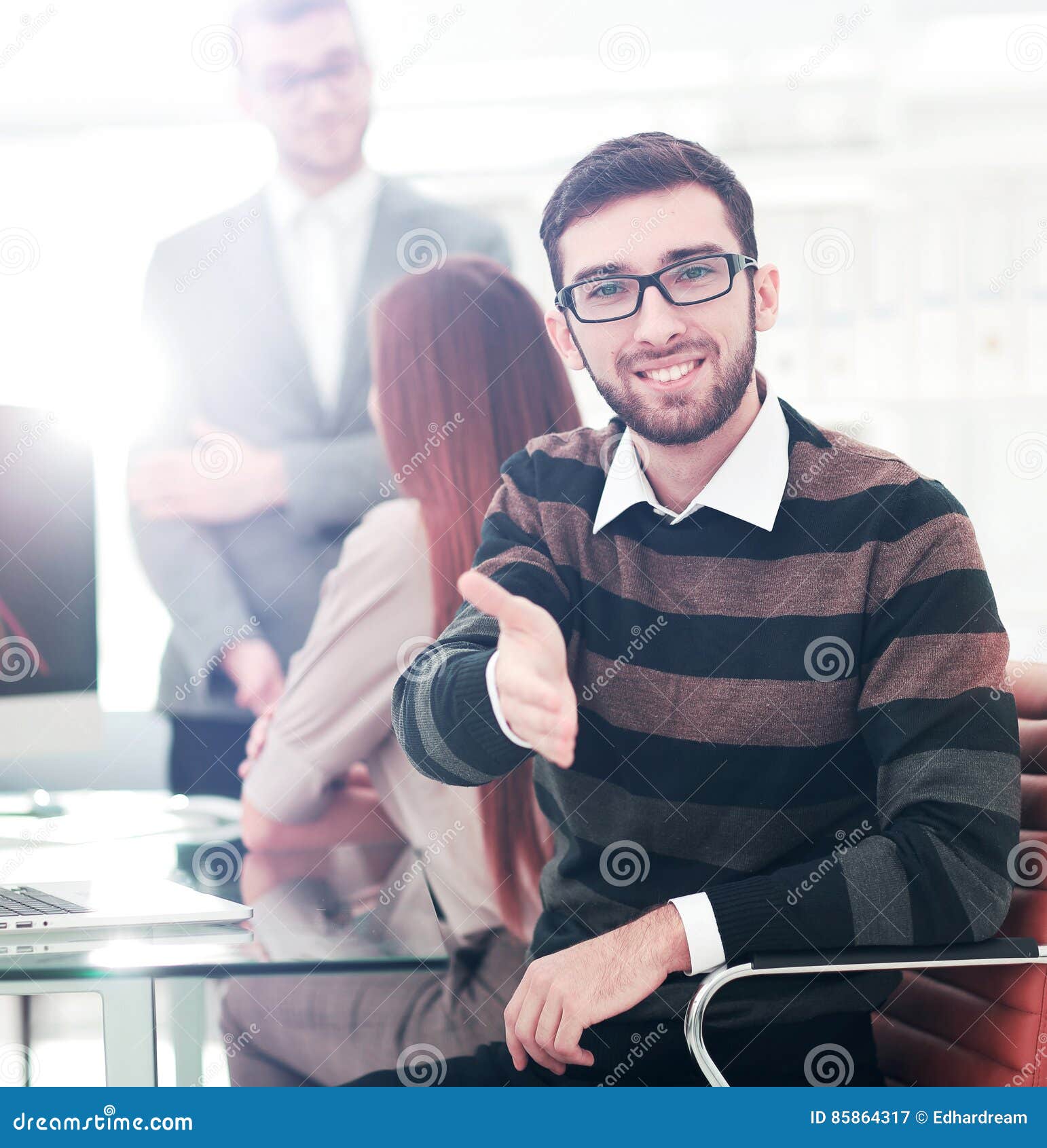 Smiling Friendly Businessman Offers a Handshake Stock Image - Image of ...