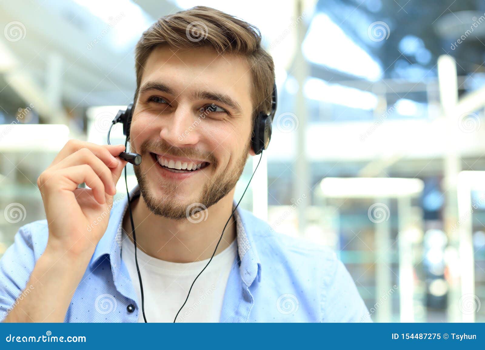 Smiling Friendly Handsome Young Male Call Centre Operator Stock Image ...