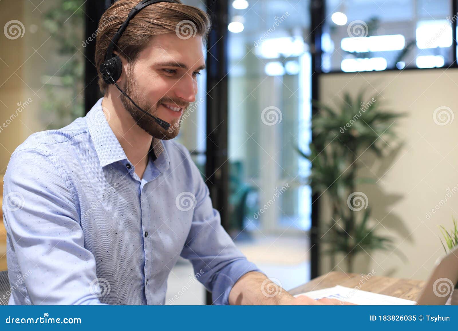 Smiling Friendly Handsome Young Male Call Centre Operator Stock Image ...