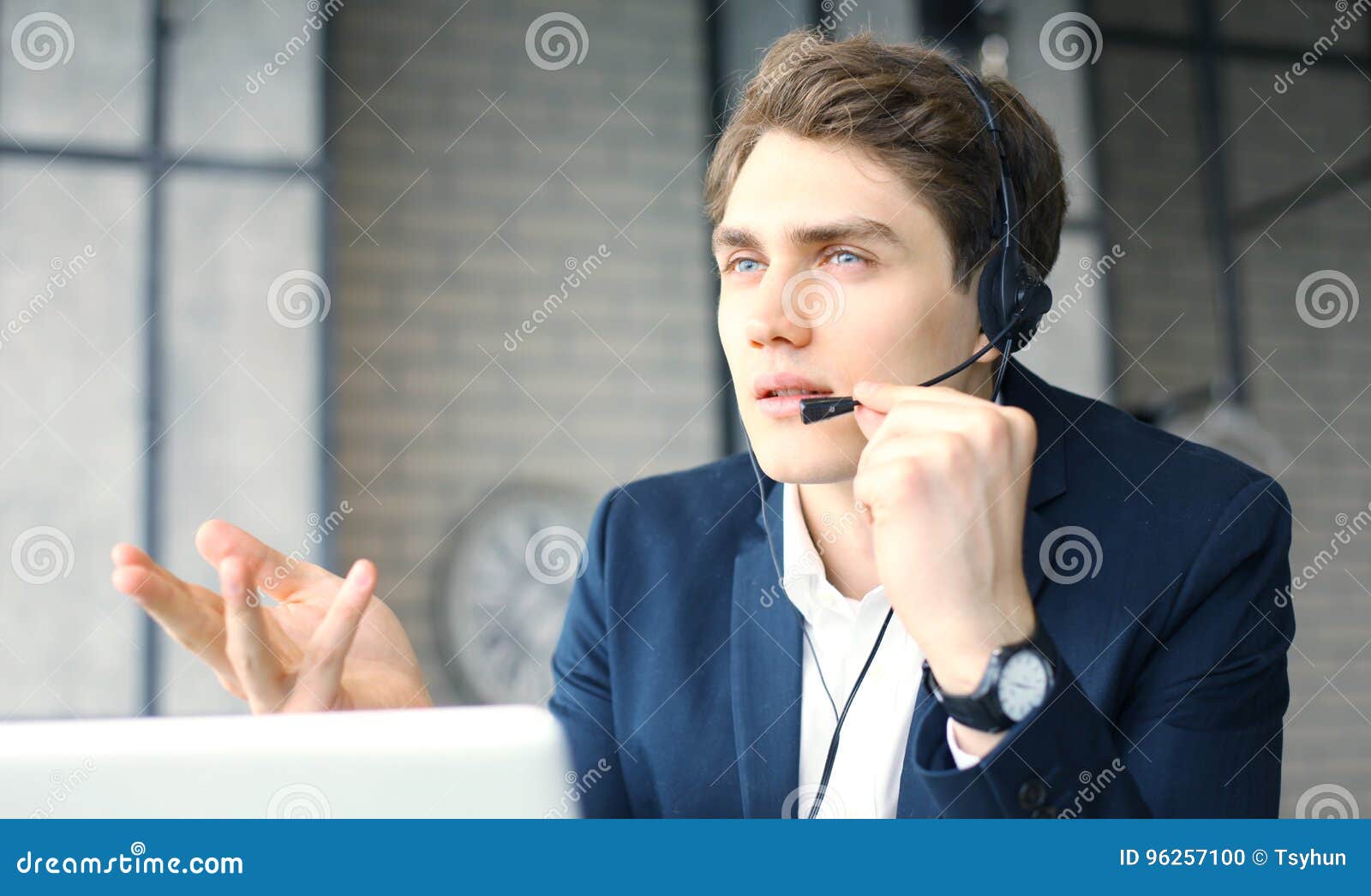 Smiling Friendly Handsome Young Male Call Centre Operator. Stock Photo ...