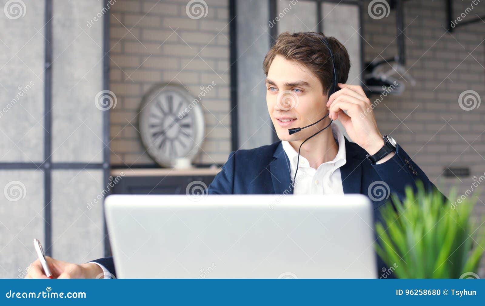 Smiling Friendly Handsome Young Male Call Centre Operator. Stock Photo ...