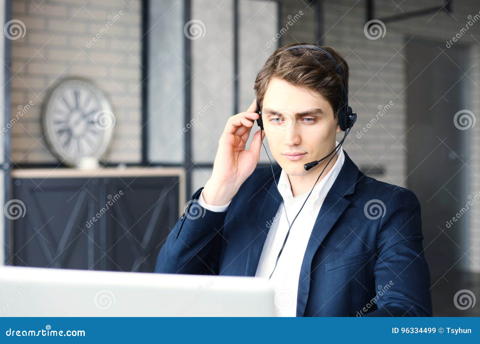 Smiling Friendly Handsome Young Male Call Centre Operator. Stock Image ...