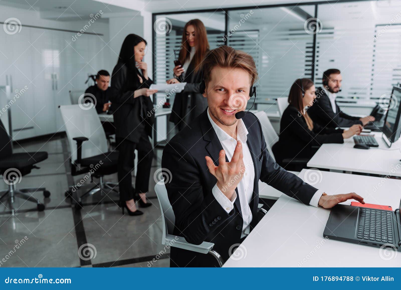 Smiling Friendly Professional Technical Support Manager Call Center ...