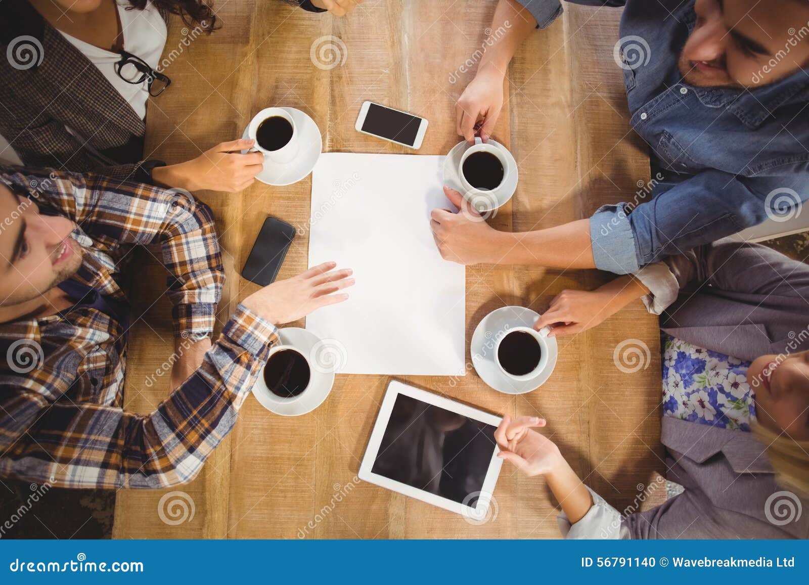 Smiling Friends Chatting and Drinking Coffee Stock Photo - Image of ...