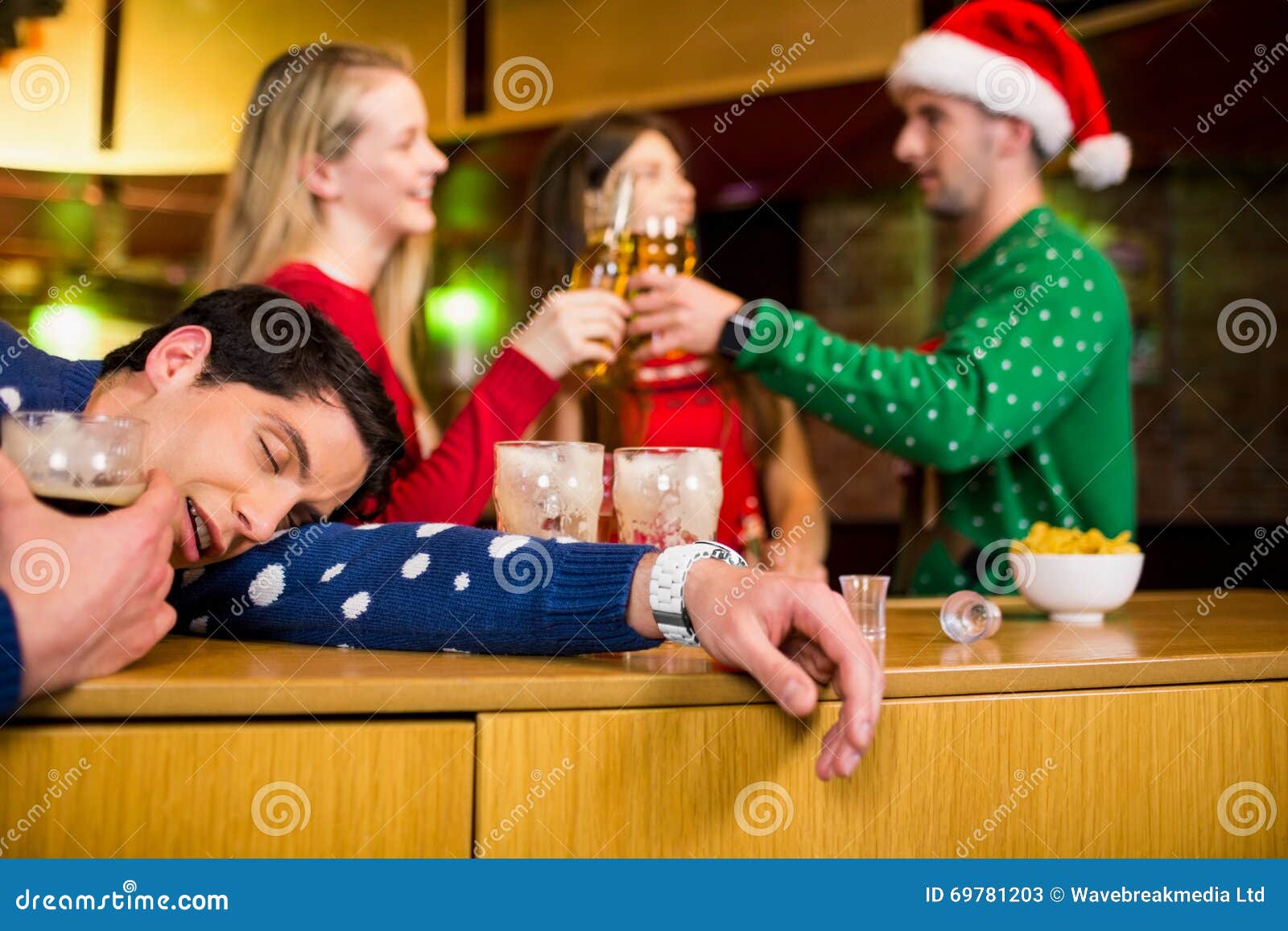 Smiling Friends with Christmas Accessory Stock Image - Image of ...