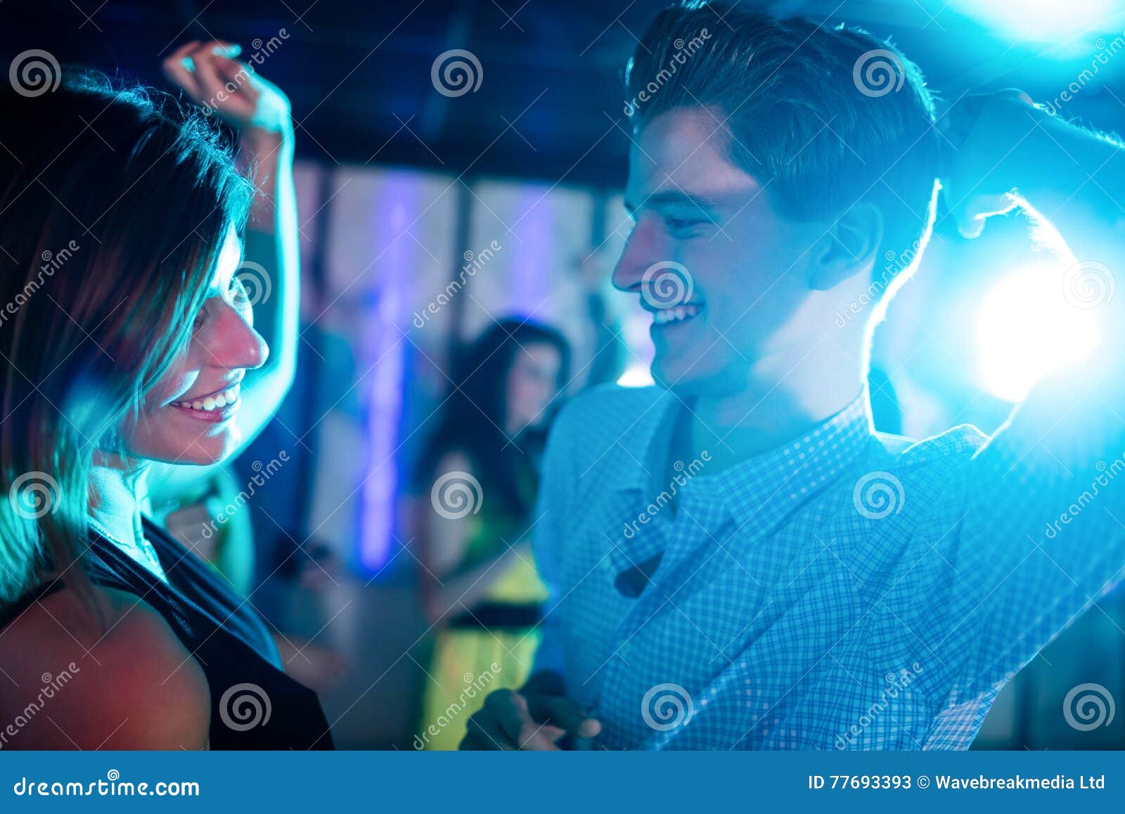 Smiling Friends Dancing on Dance Floor Stock Image - Image of dance ...