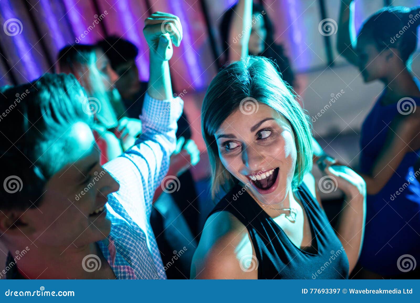 Smiling Friends Dancing on Dance Floor Stock Image - Image of lifestyle ...