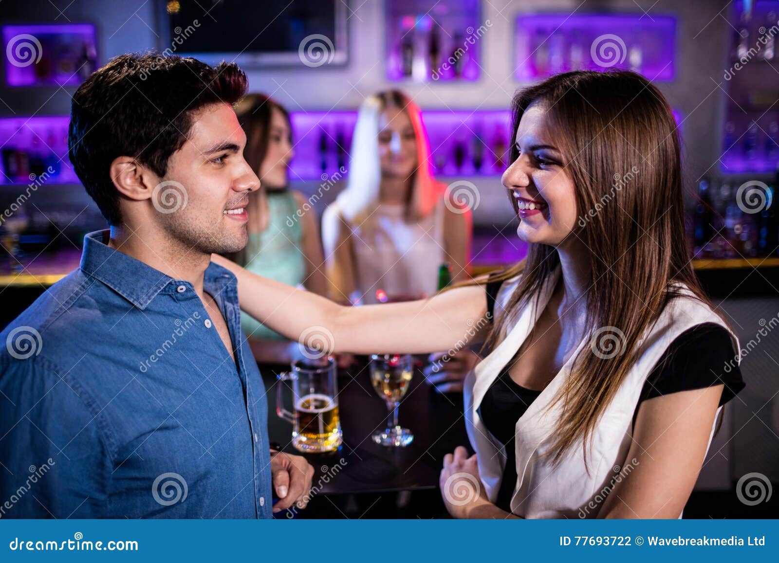 Smiling Friends Dancing on Dance Floor Stock Photo - Image of disco ...