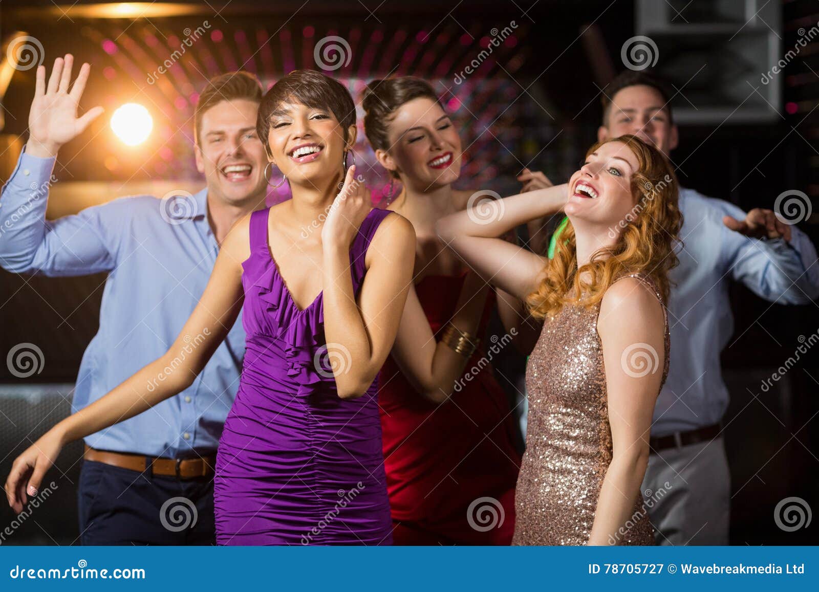 Smiling Friends Dancing on Dance Floor Stock Image - Image of floor ...