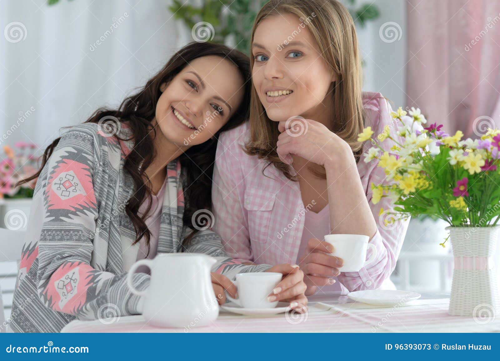 Smiling Friends Drinking Tea Stock Image - Image of european, beautiful ...