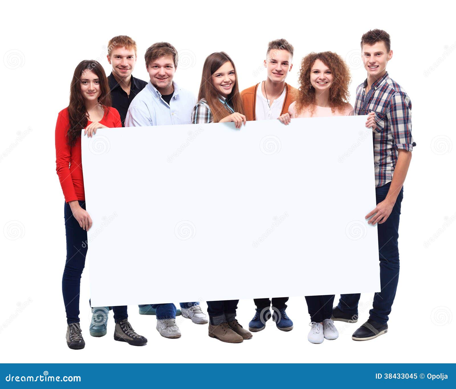 Smiling Group Holding Blank Sign Together Royalty-Free Stock Image ...