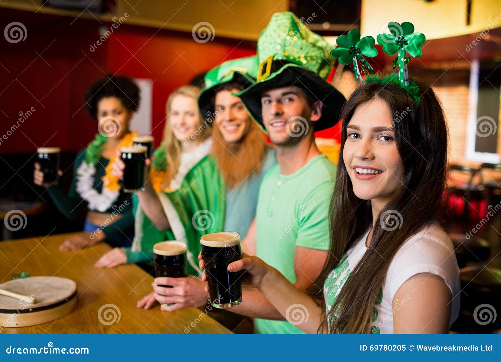 Smiling Friends with Irish Accessory Stock Image - Image of clubbing ...