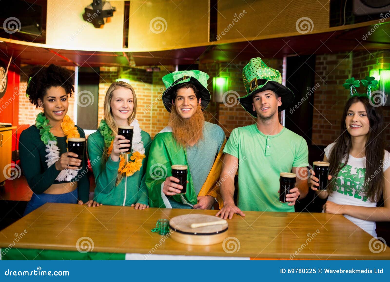 Smiling Friends with Irish Accessory Stock Image - Image of glass ...