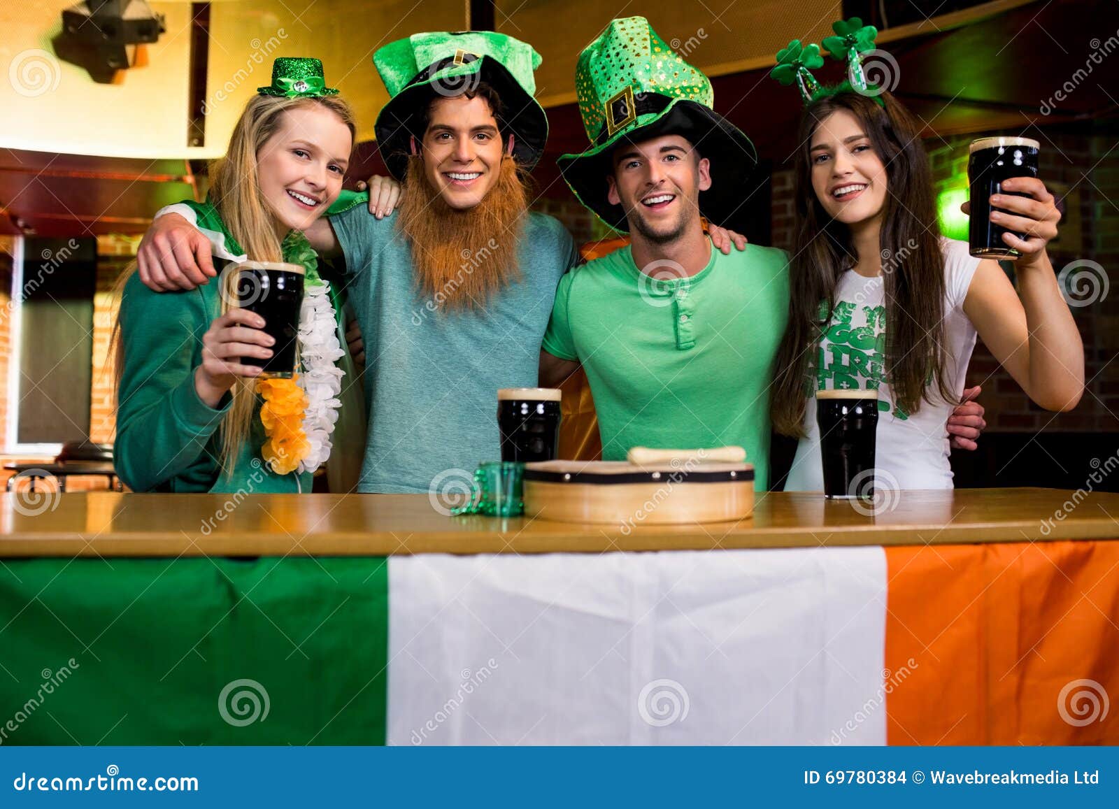 Smiling Friends with Irish Accessory Stock Photo - Image of accessory ...