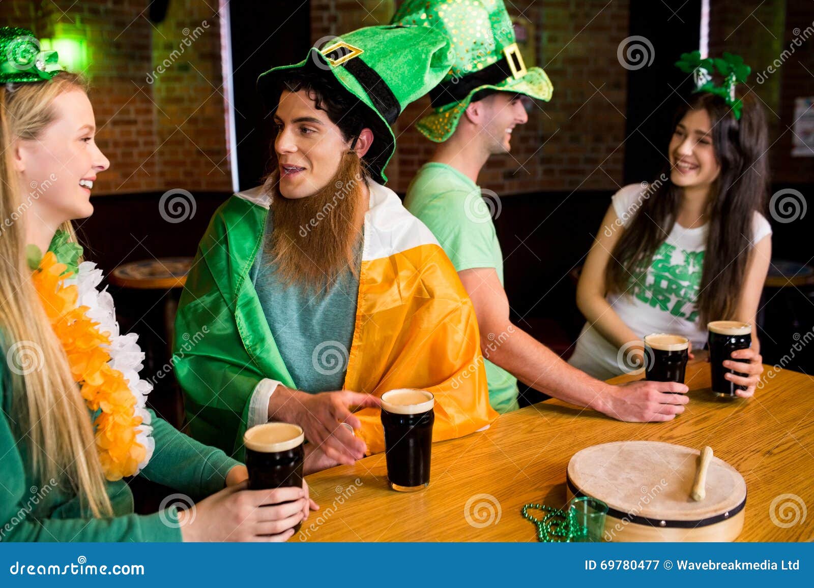 Smiling Friends with Irish Accessory Stock Image - Image of excitement ...