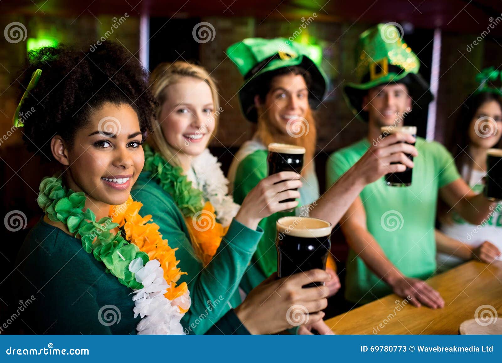 Smiling Friends with Irish Accessory Stock Image - Image of celebration ...
