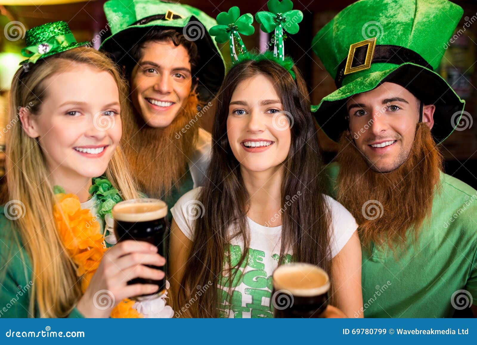 Smiling Friends with Irish Accessory Stock Image - Image of cheerful ...