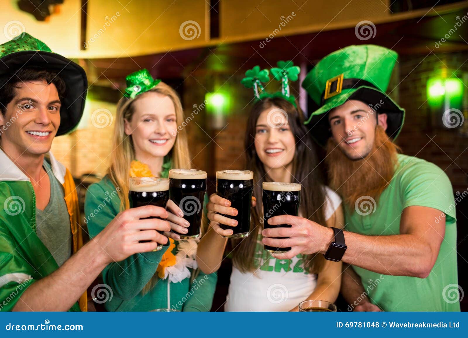 Smiling Friends with Irish Accessory Stock Photo - Image of girl ...