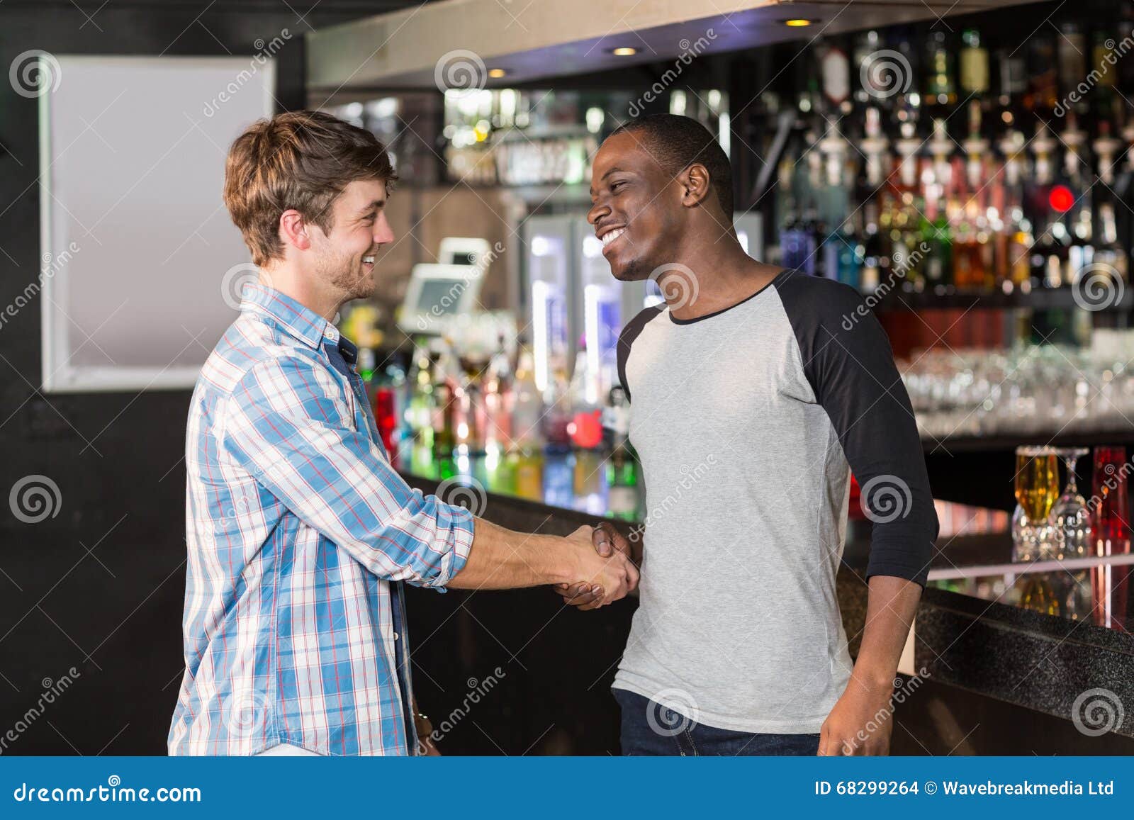 Smiling Friends Shaking Hands Stock Photo - Image of deal, introduction ...