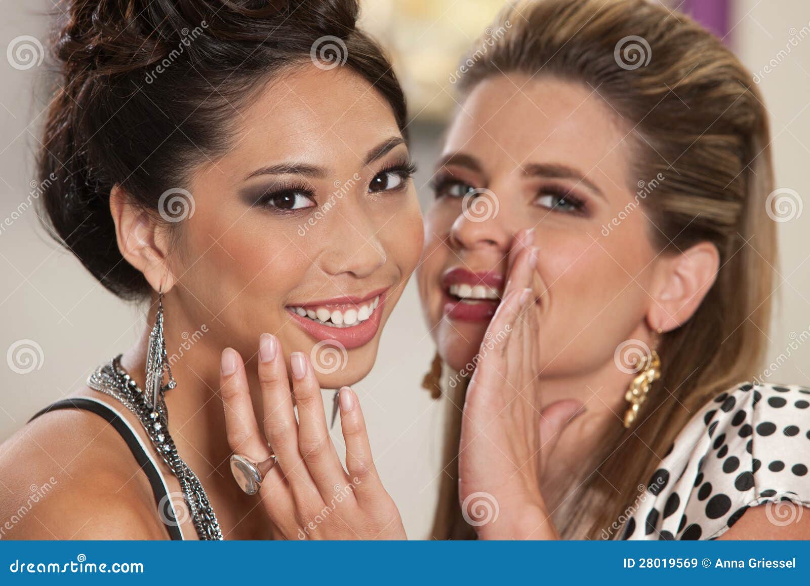 Smiling Friends Sharing Secrets Stock Image - Image of lady, mouth ...