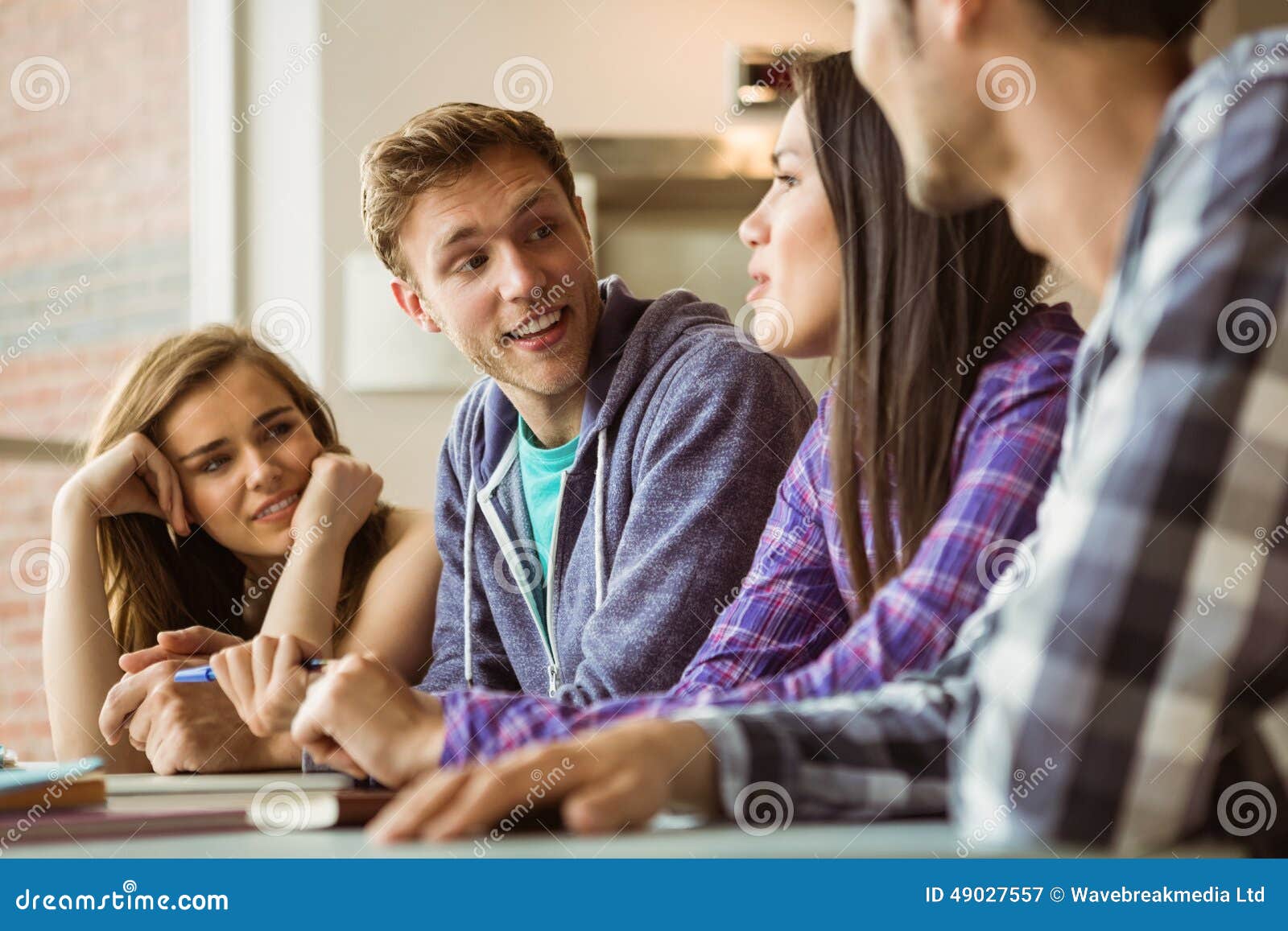Smiling Friends Students Talking Together Stock Image - Image of school ...
