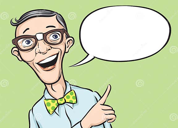 Smiling Geek with Speech Balloon Stock Vector - Illustration of ...