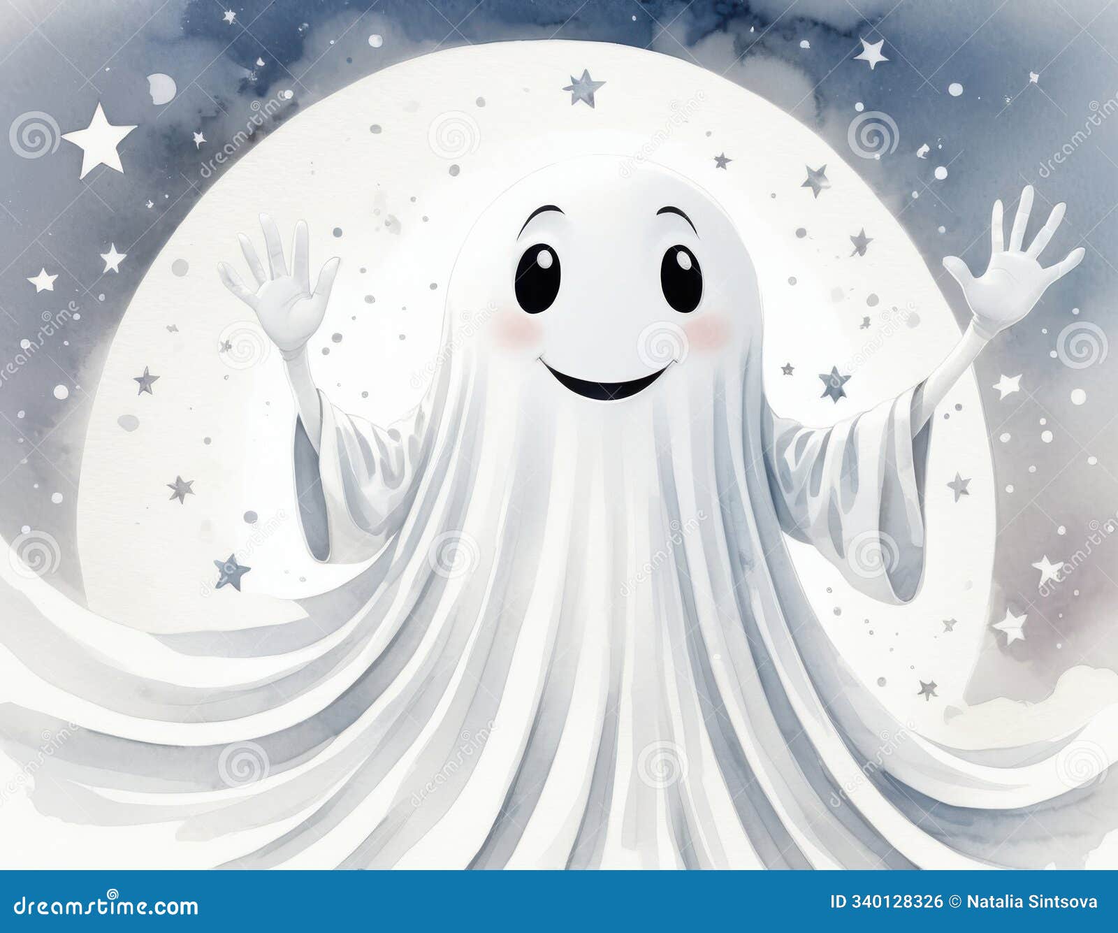A Smiling Ghost with a Simple and Friendly Design Flies Against the ...