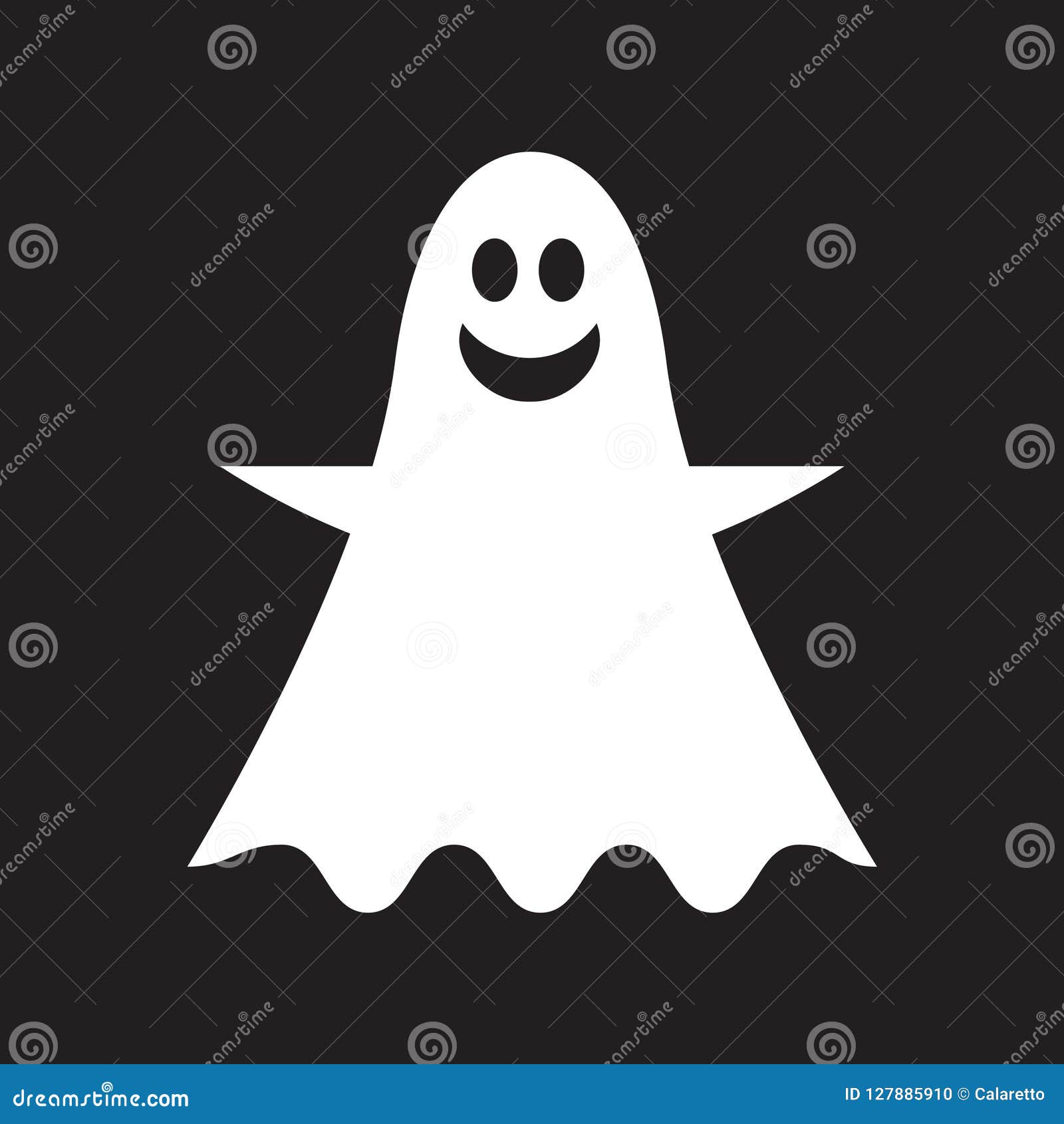 Smiling Ghost In An Old Tattered Sheet Isolated On Black Background ...