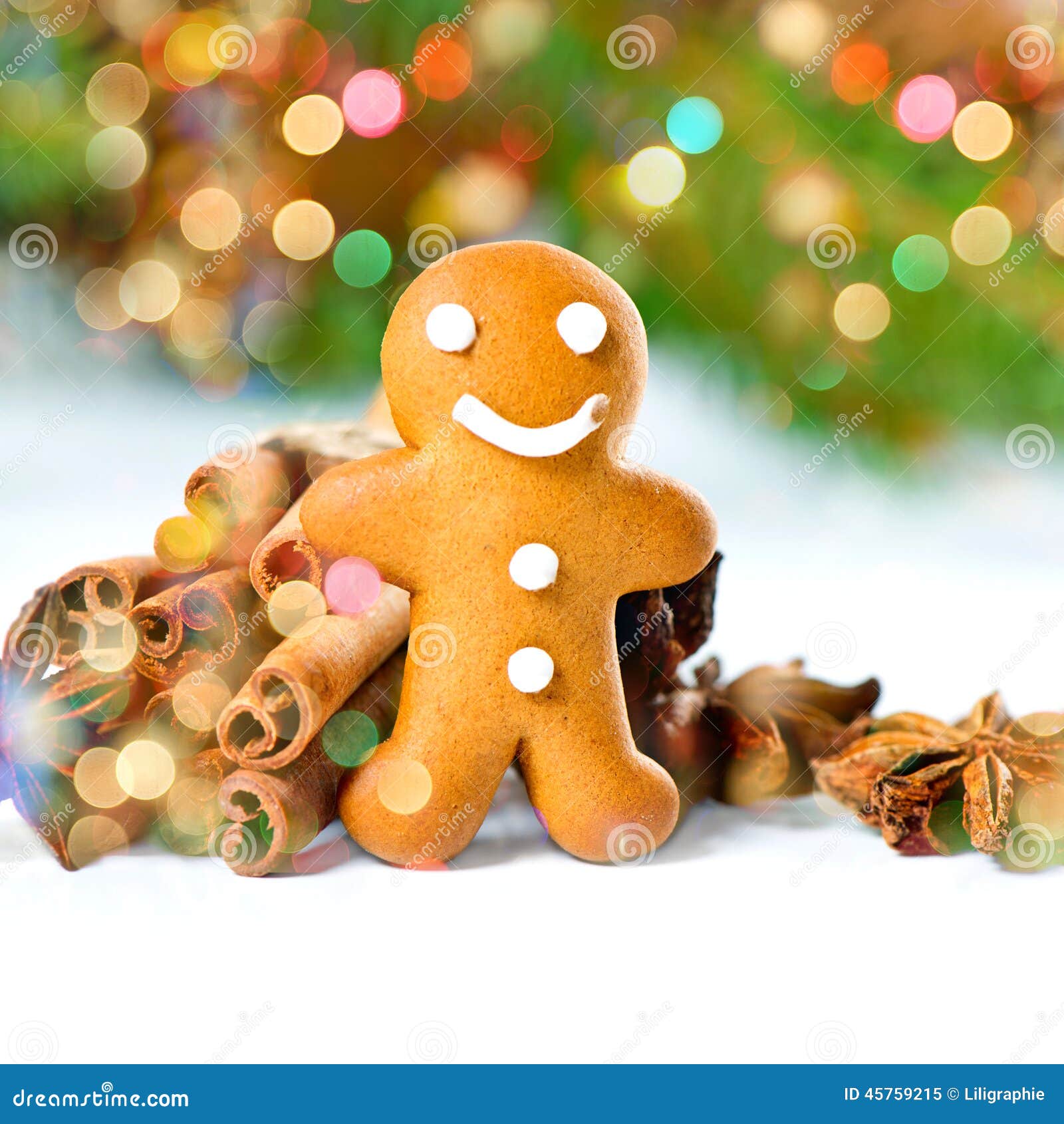 Smiling Gingerbread Man with Christmas Spices Stock Image - Image of ...