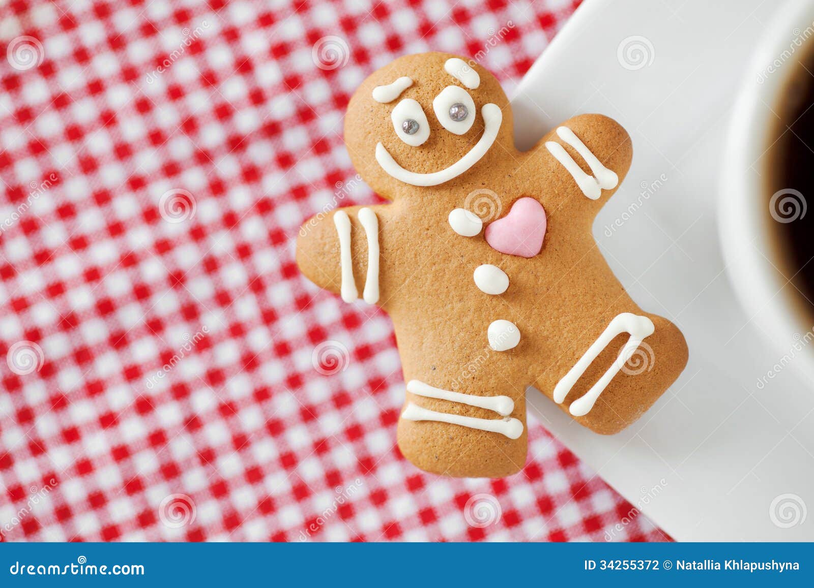 Smiling Gingerbread Man and Coffee Cup Stock Photo - Image of christmas ...