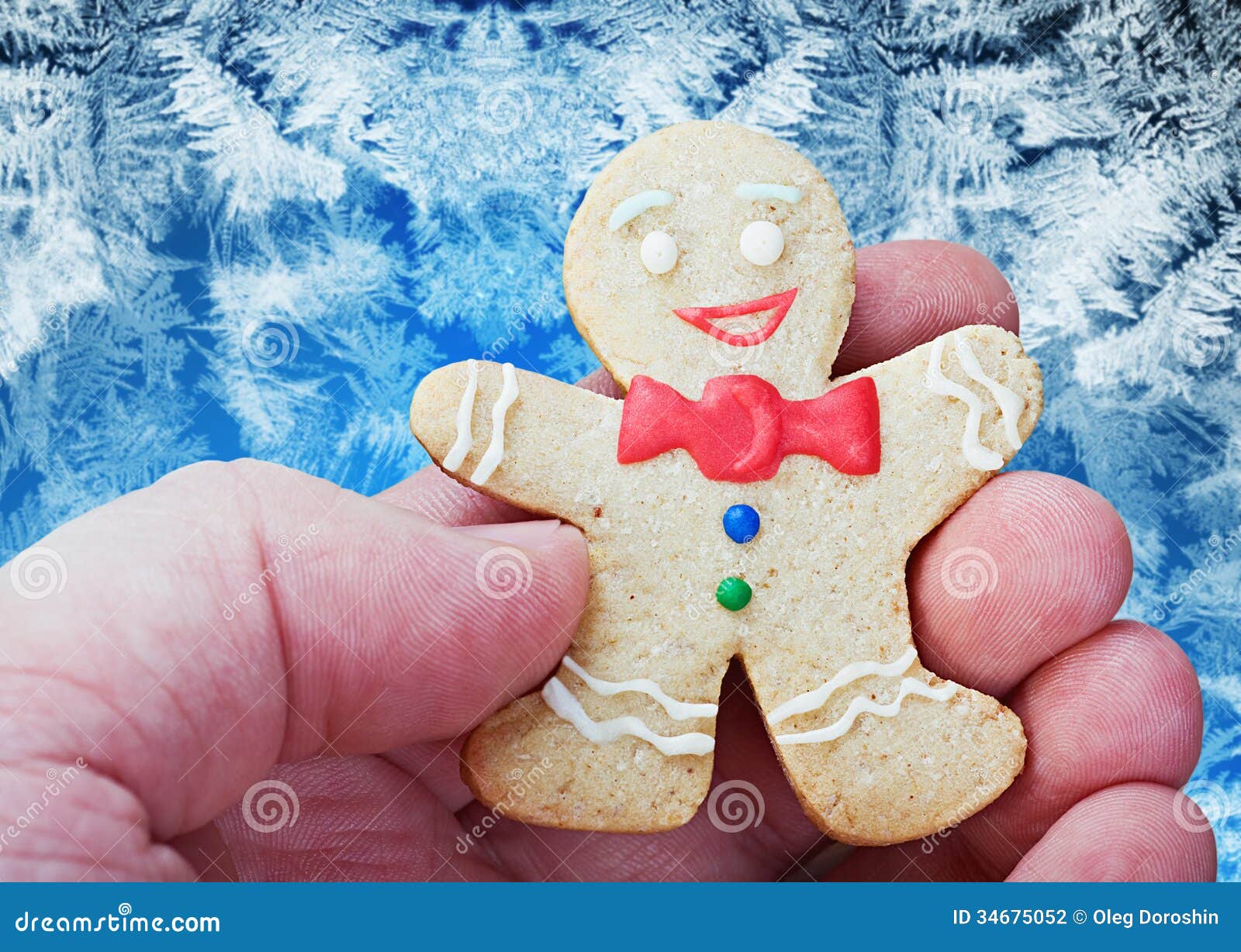 Smiling Gingerbread Man in the Hand Stock Photo - Image of gift, merry ...