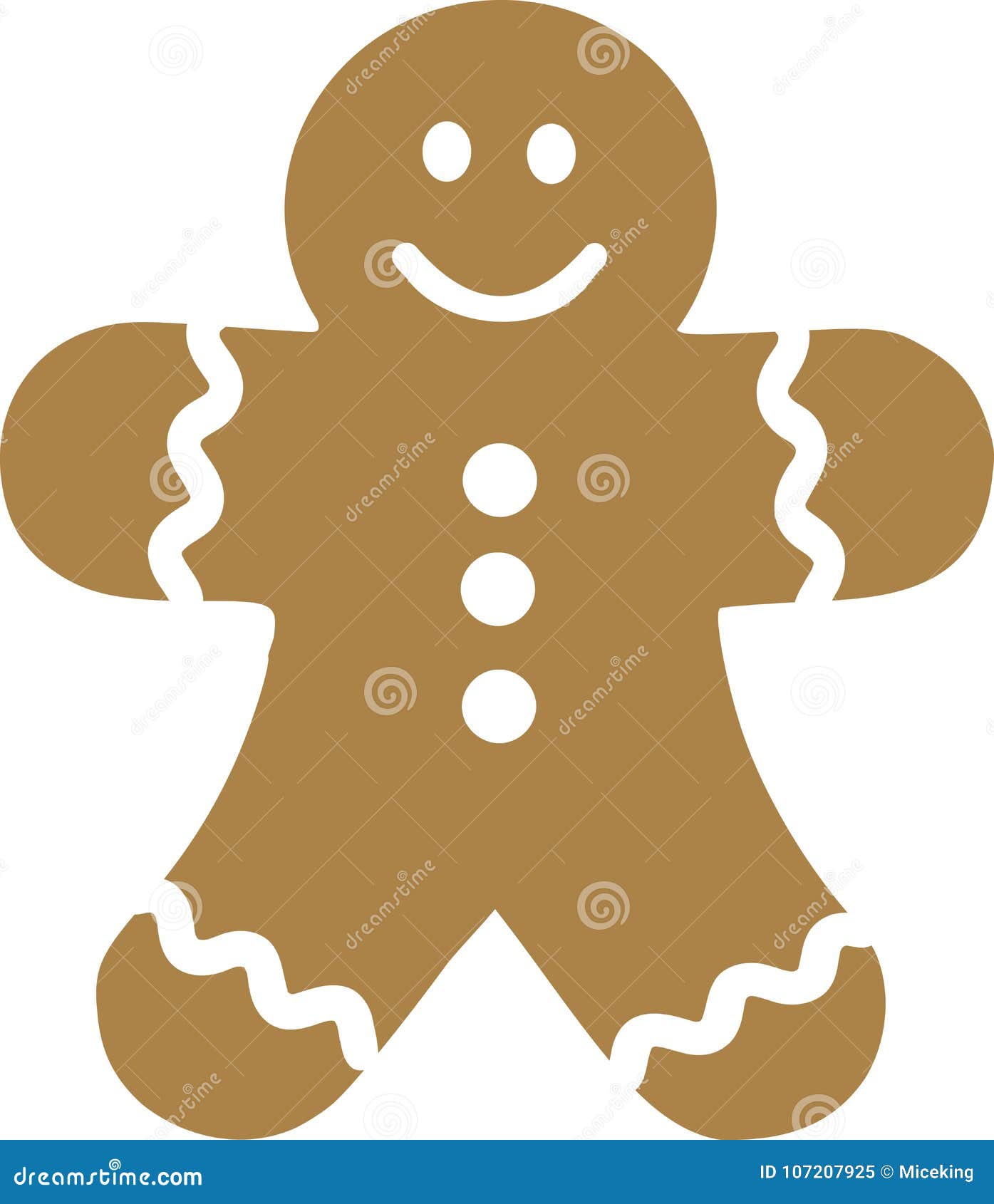 Smiling gingerbread man stock vector. Illustration of holiday - 107207925