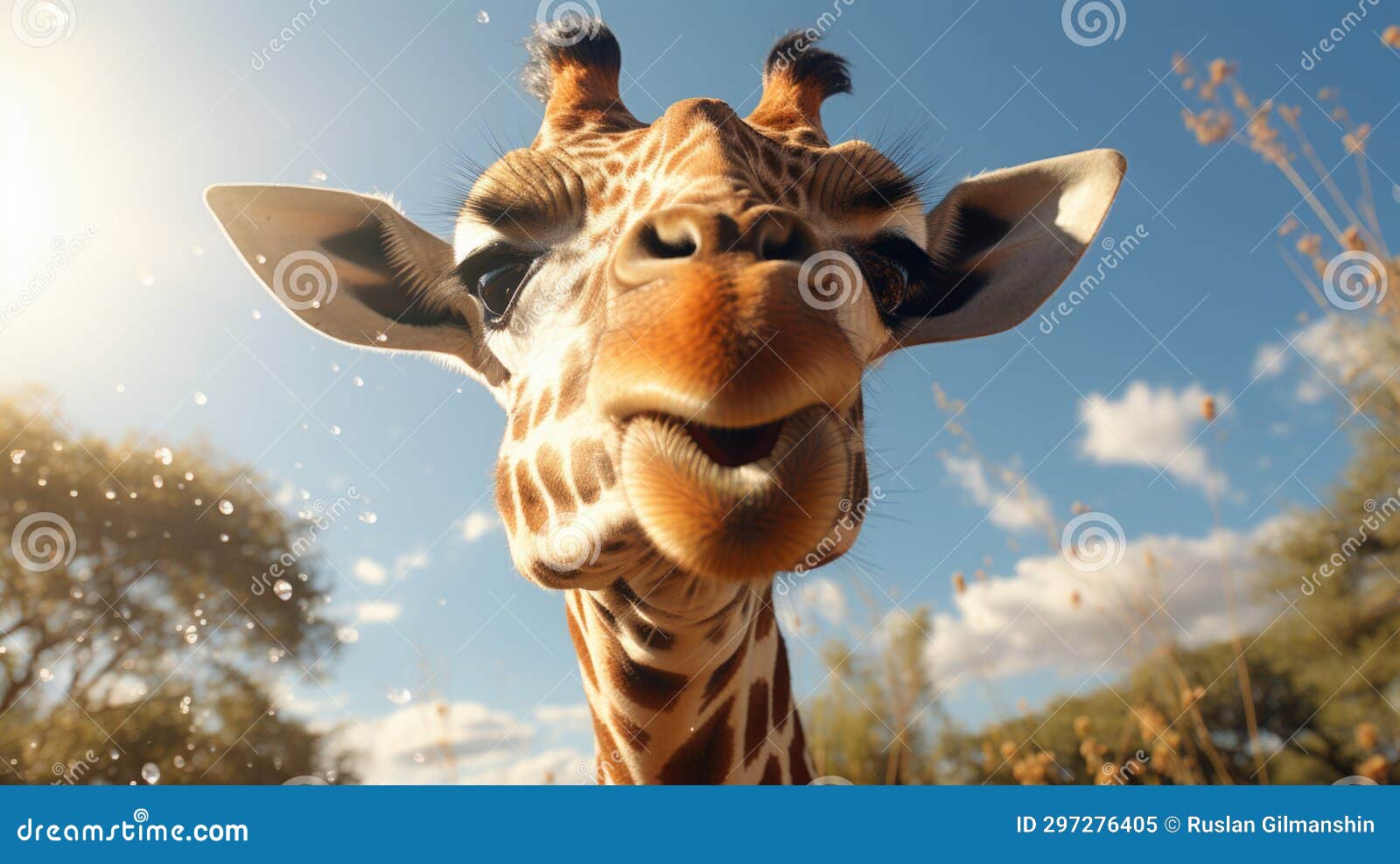 A Smiling Giraffe is Looking at the Camera Stock Illustration ...