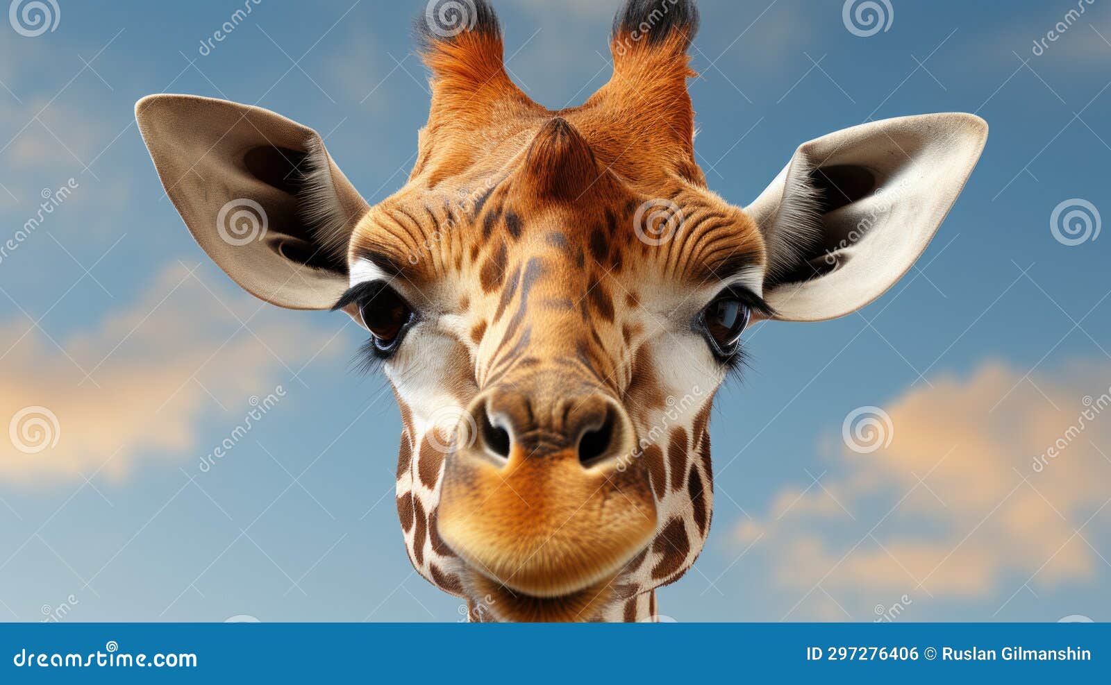 A Smiling Giraffe is Looking at the Camera Stock Photo - Image of long ...