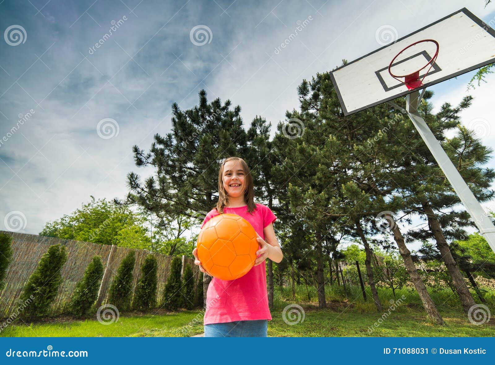 Smiling Girl basketball stock image. Image of happy, park - 71088031