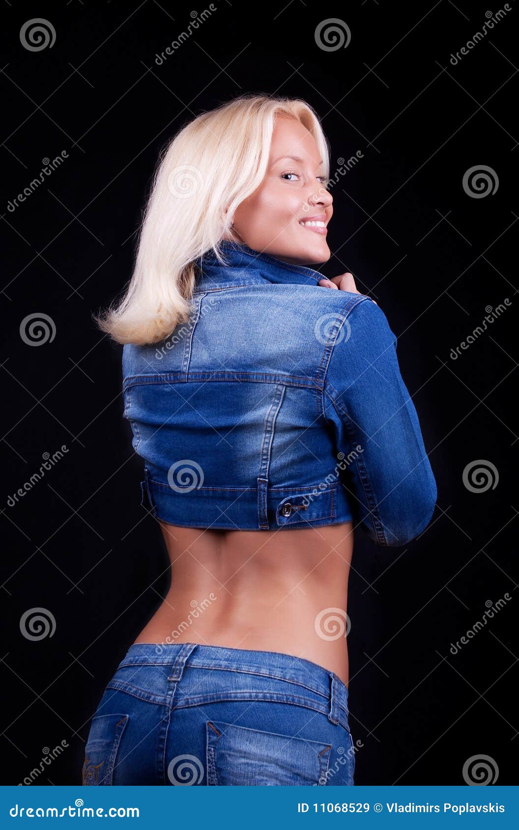 Smiling girl in blue jeans stock image. Image of adult - 11068529
